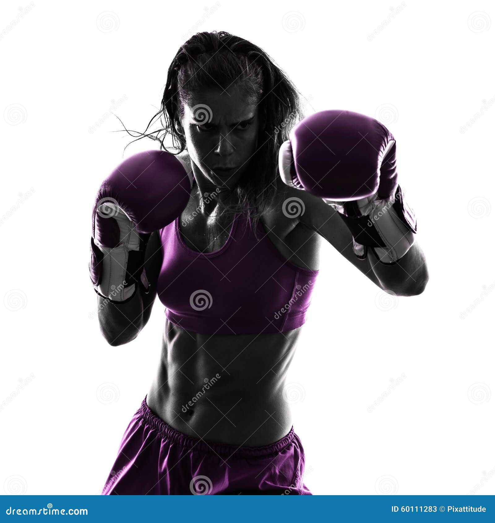Woman Boxer Boxing Kickboxing Silhouette Isolated Stock Image Image