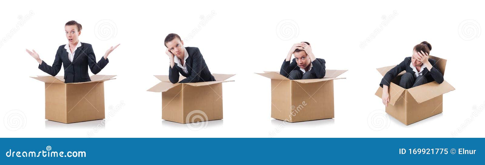Woman with boxes on white stock image. Image of compilation - 169921775