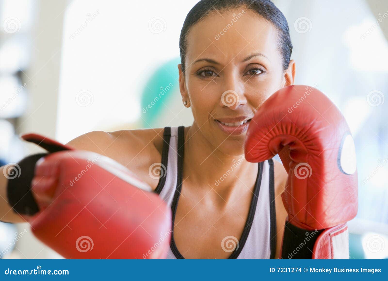 Woman Boxing at Gym stock photo. Image of boxercise, glove - 7231274