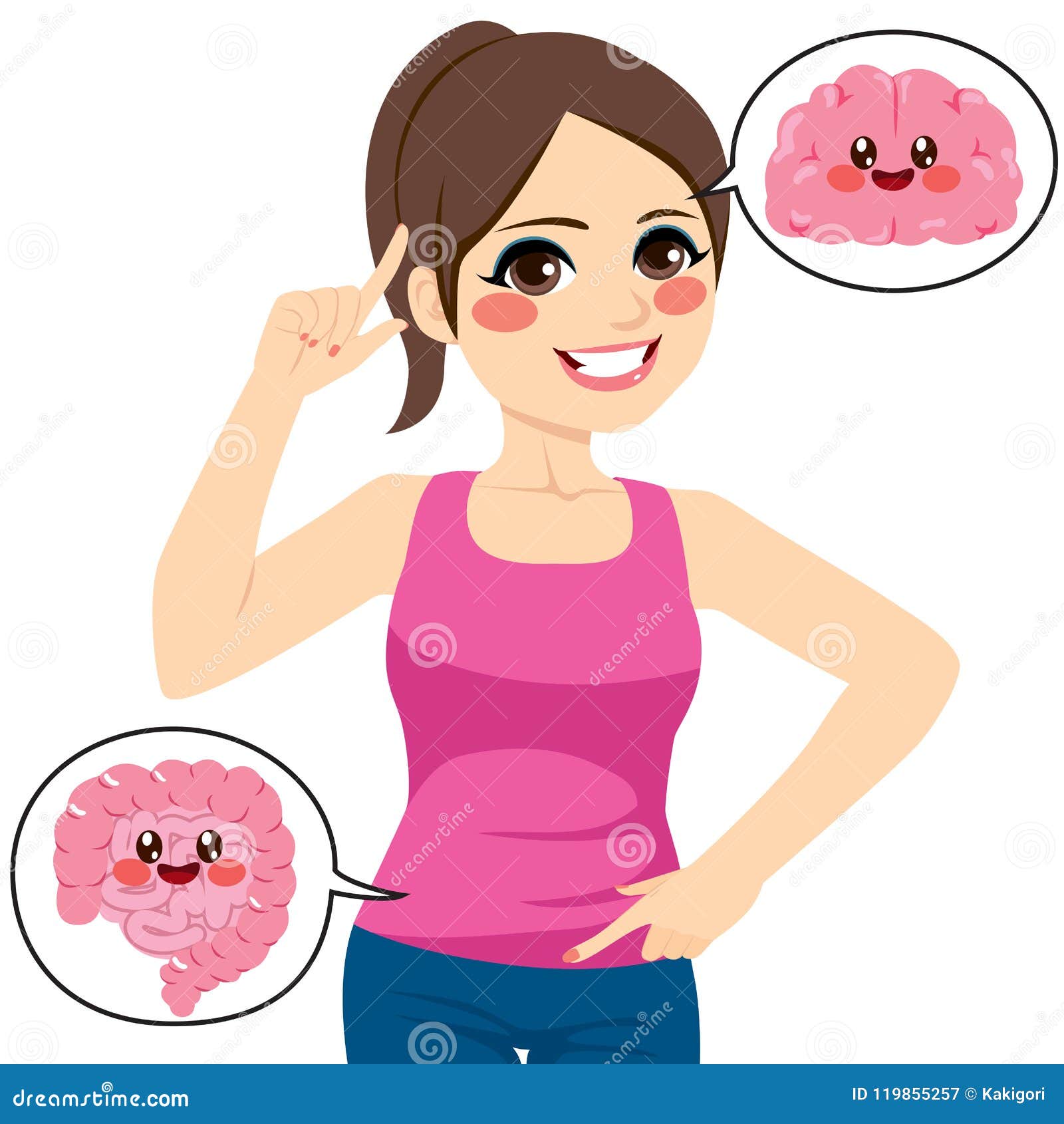 Woman Brain Intestine stock vector. Illustration of beautiful - 119855257