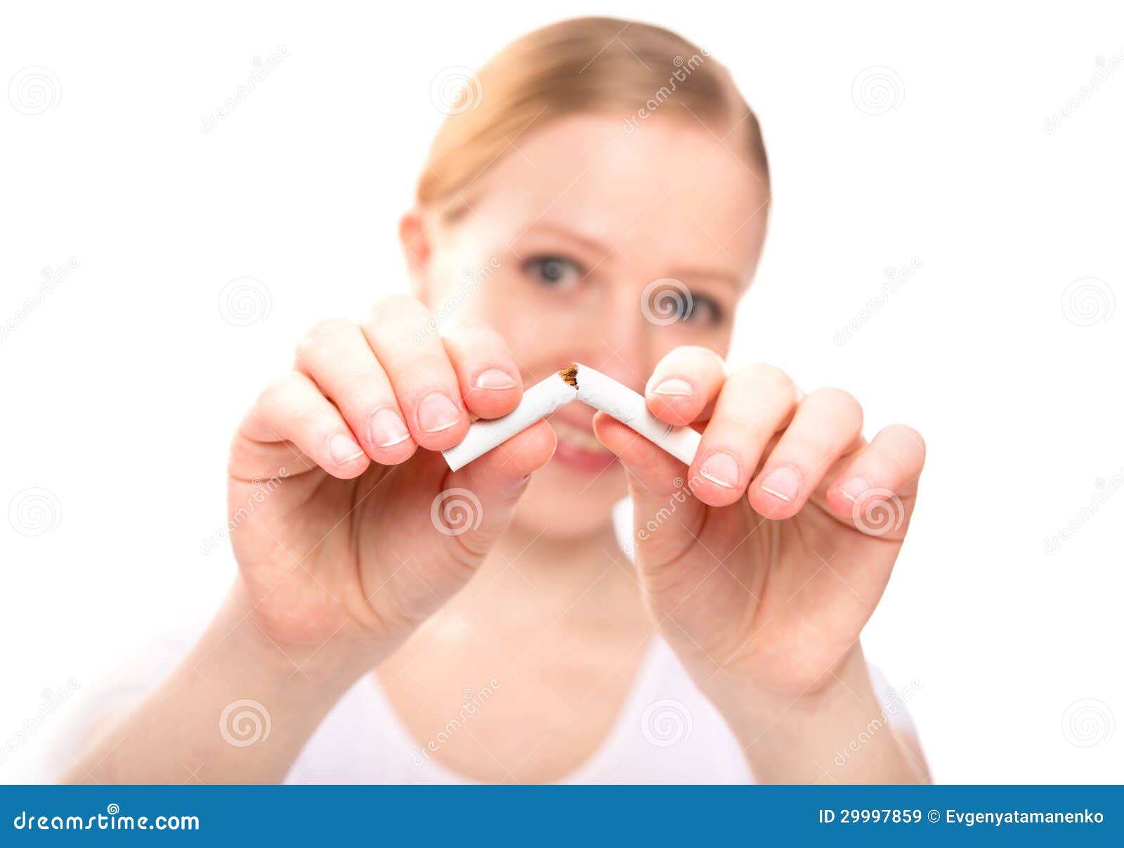 Woman Breaking Cigarette. Concept Stop Smoking Stock Image - Image of ...
