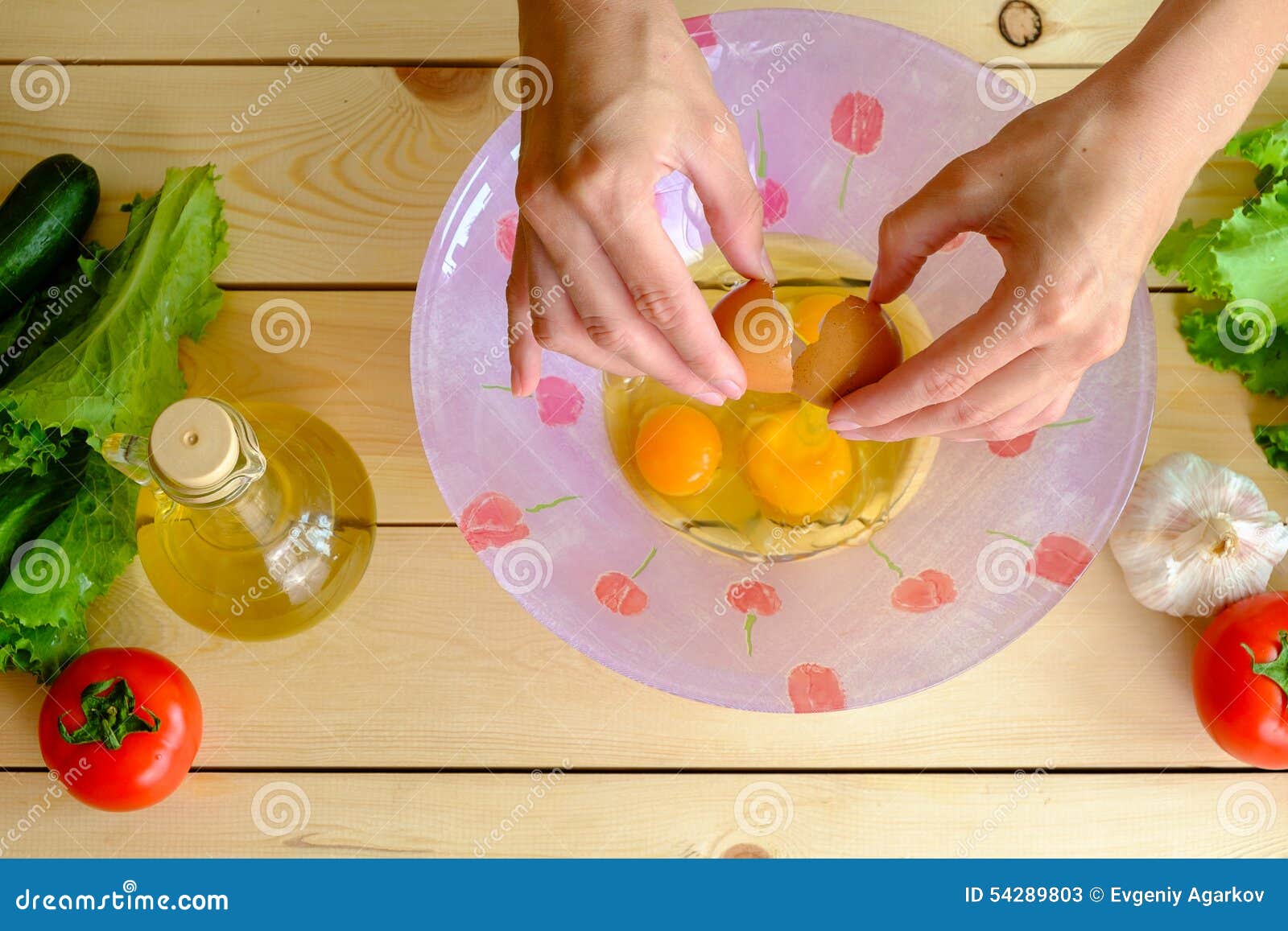 Woman Breaking Eggs into a Bowl Stock Image - Image of homemade ...
