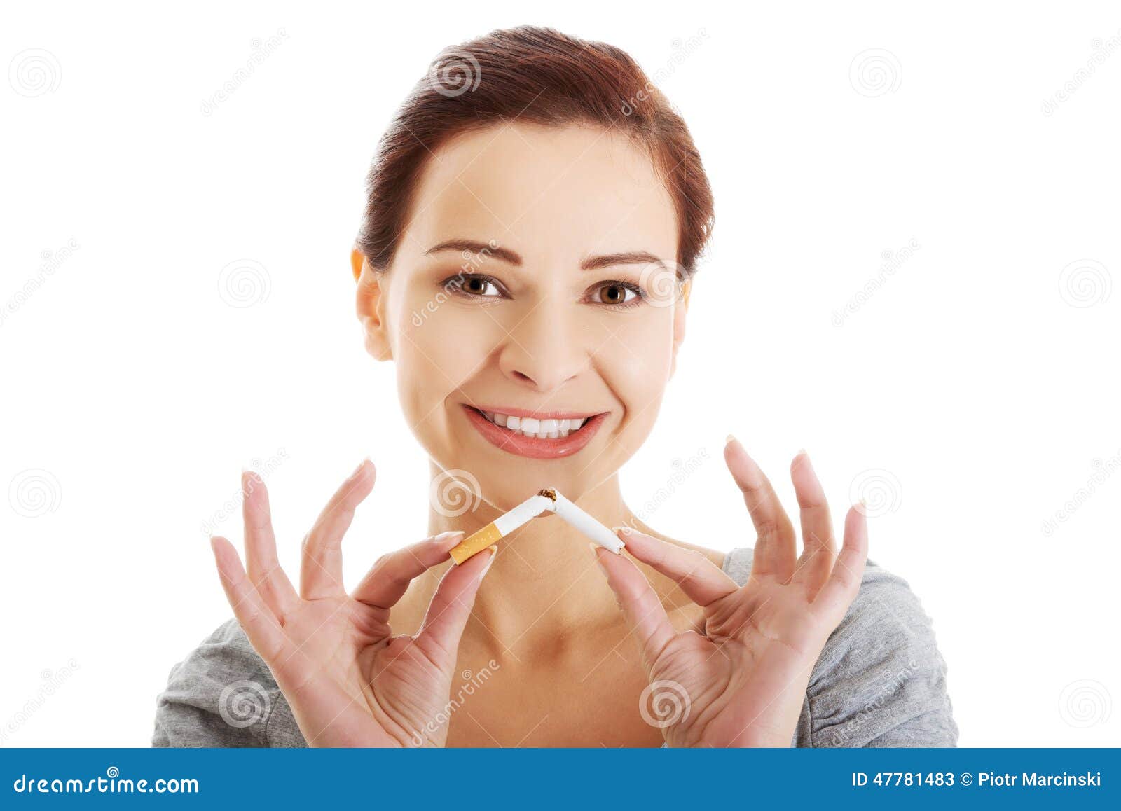 Woman Breaks Down the Cigarette Stock Image - Image of product ...