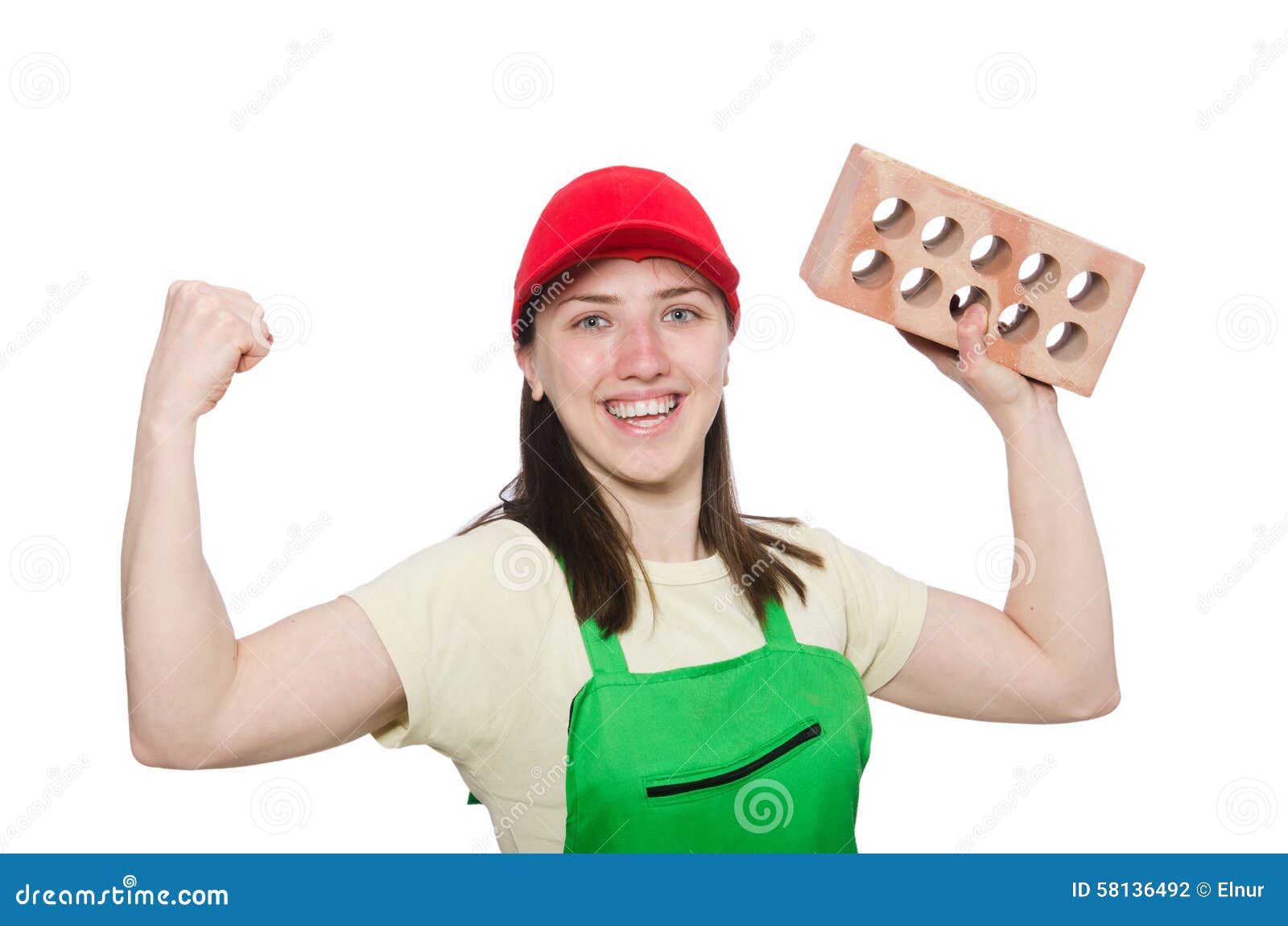 Woman with brick stock photo. Image of clay, engineer - 58136492