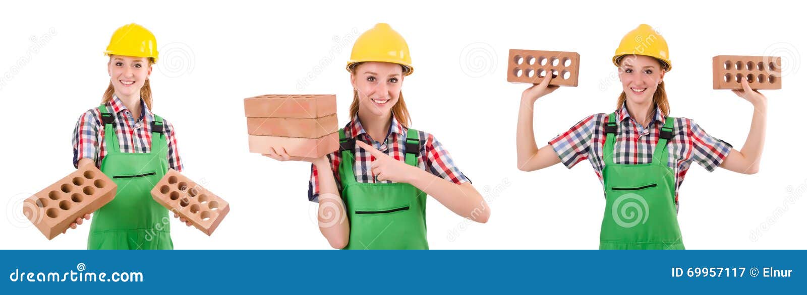 The Woman with Bricks Isolated on White Stock Image - Image of ...