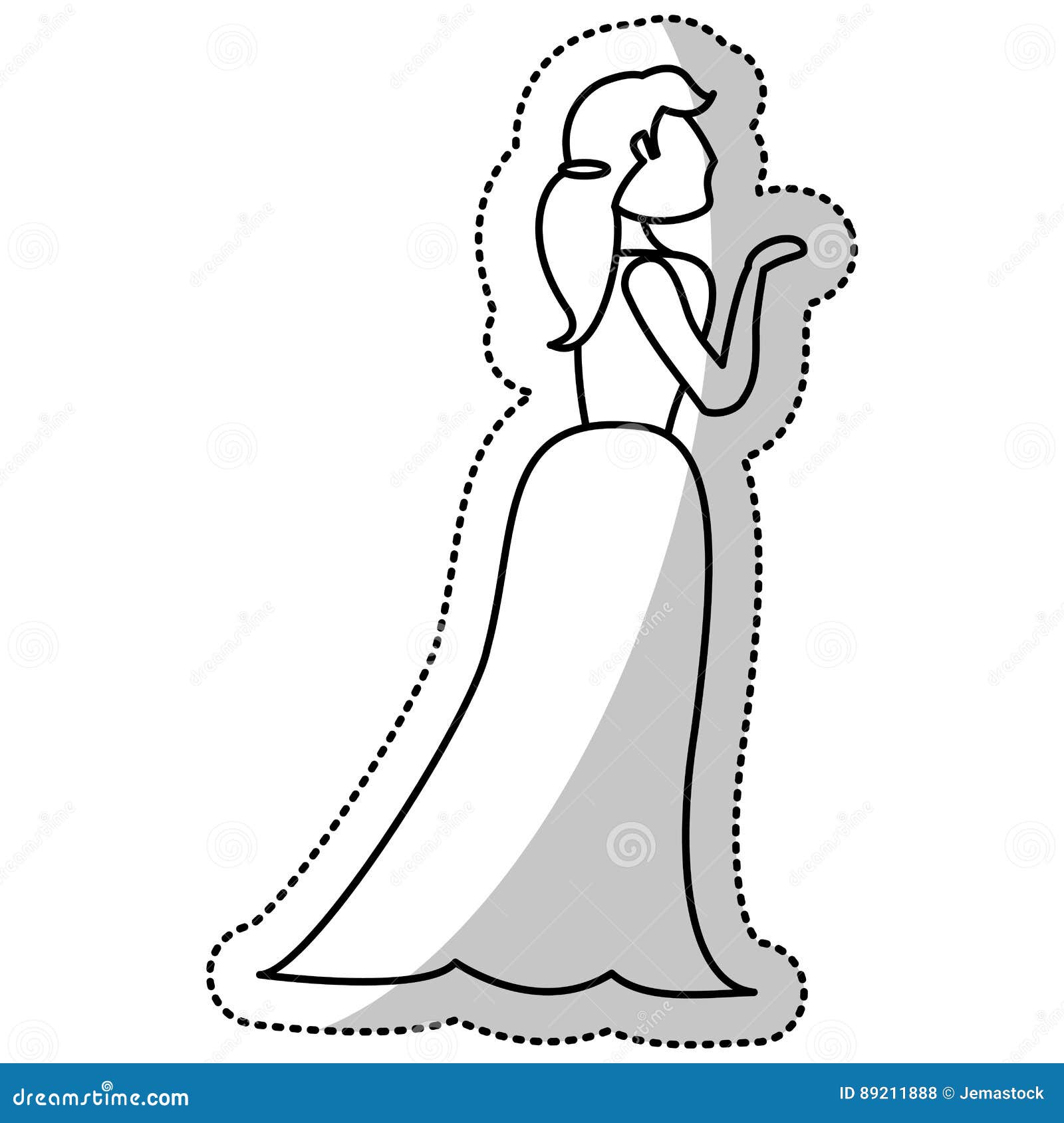 Woman Bride Wedding Outline Stock Illustration - Illustration of gown ...
