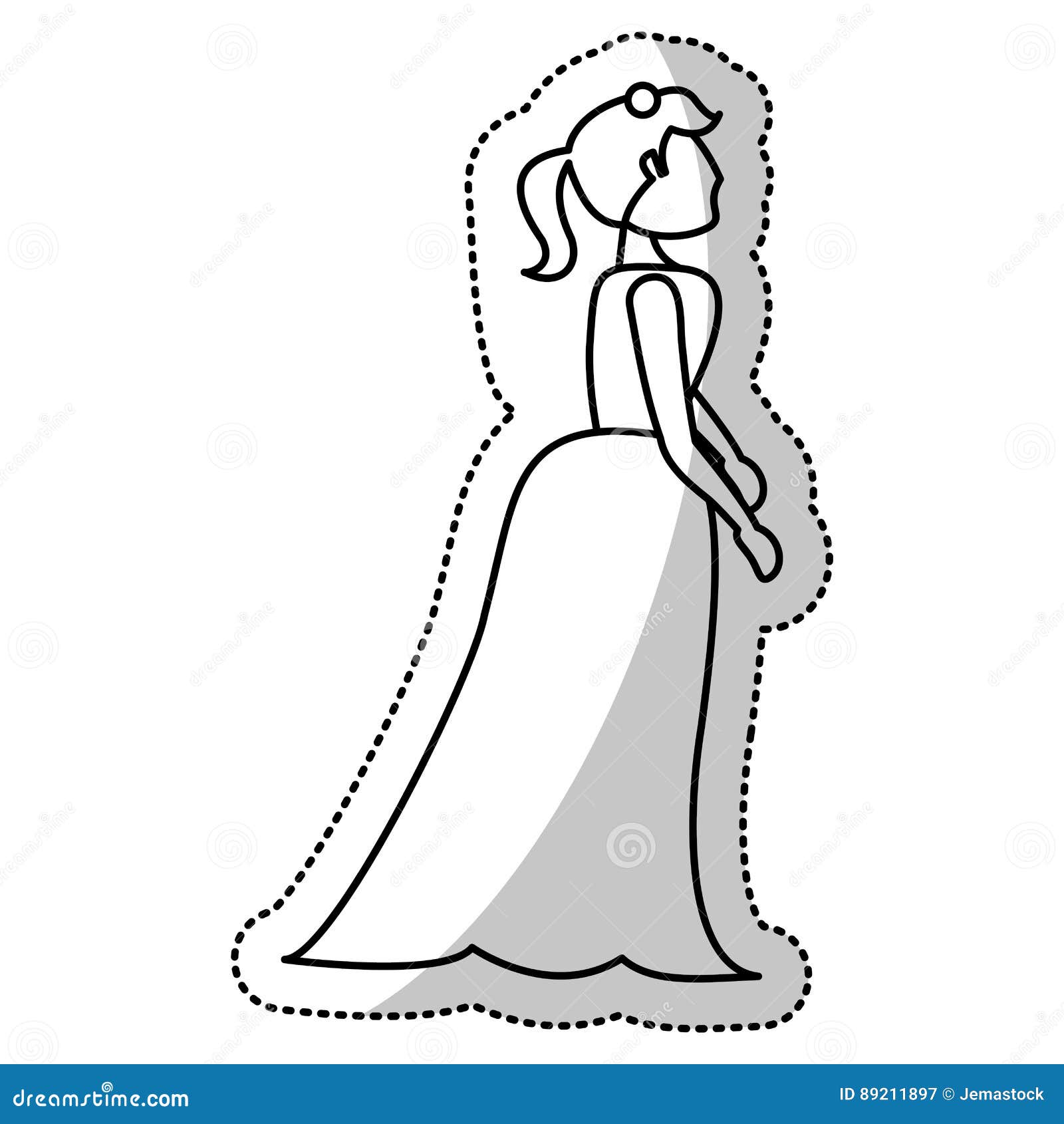 Woman Bride Wedding Outline Stock Illustration - Illustration of bride ...