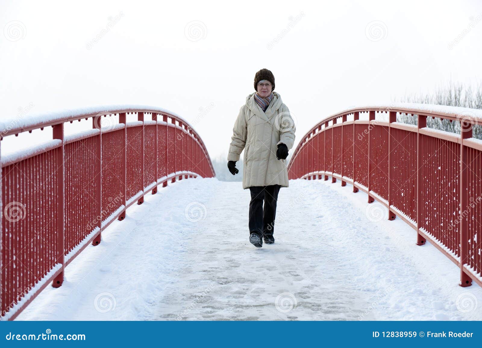 Woman on the Bridge stock image. Image of full, running - 12838959