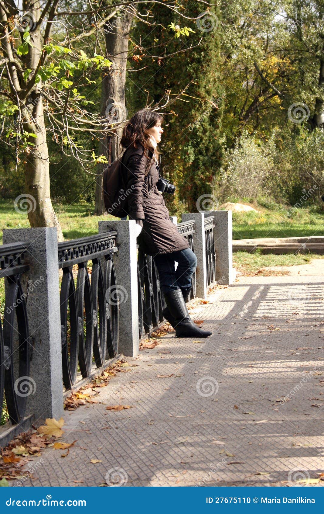 Woman on the bridge stock photo. Image of grass, photographer - 27675110