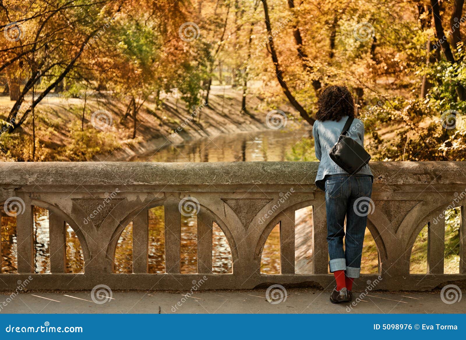 Woman on the bridge stock photo. Image of leaning, solitude - 5098976