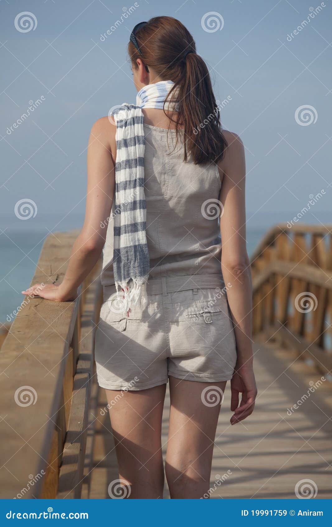 Woman on the Bridge Near Beach Stock Image - Image of relaxing ...