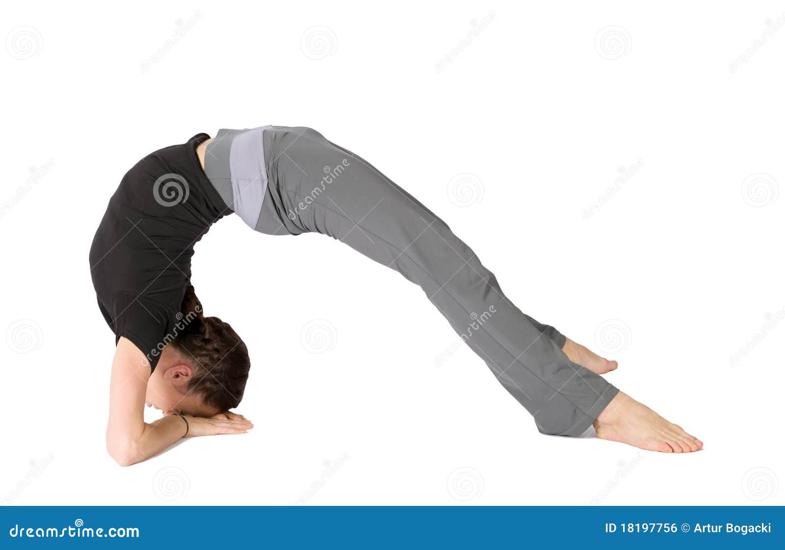 Woman in Bridge Stretching Pose Stock Photo - Image of female ...