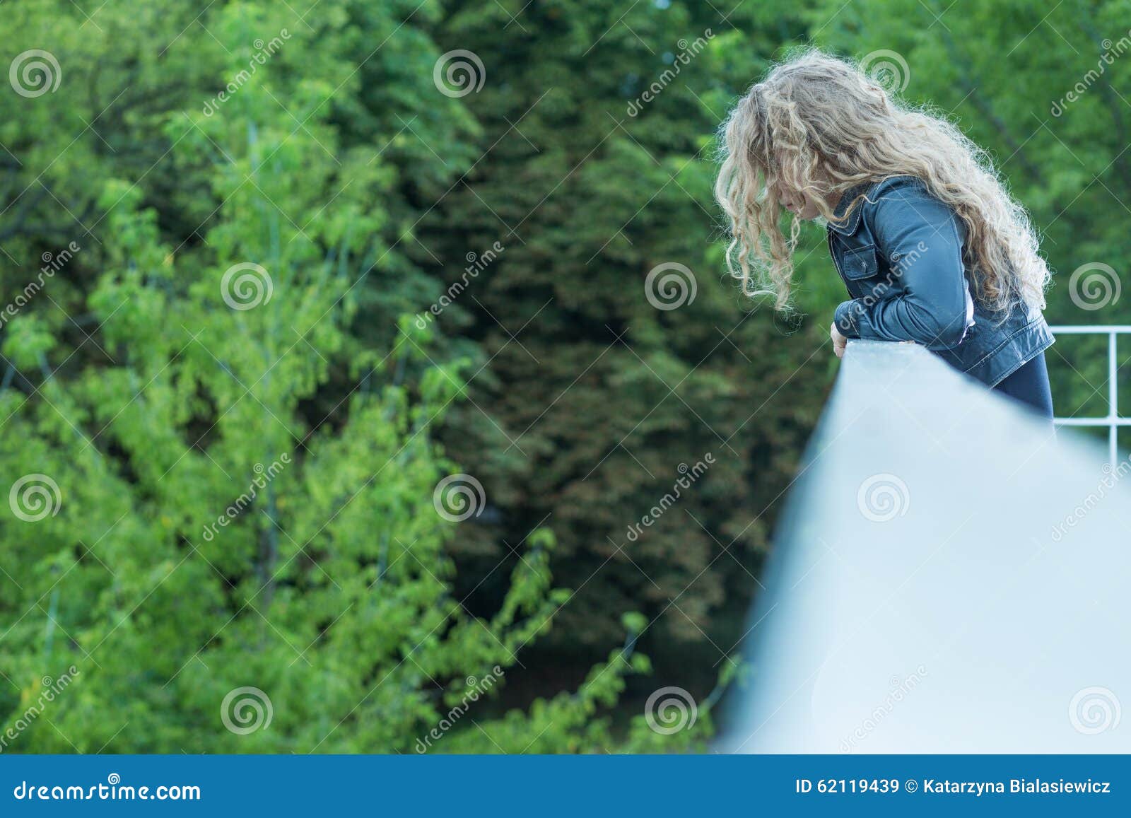 Woman on the bridge stock image. Image of problem, commit - 62119439