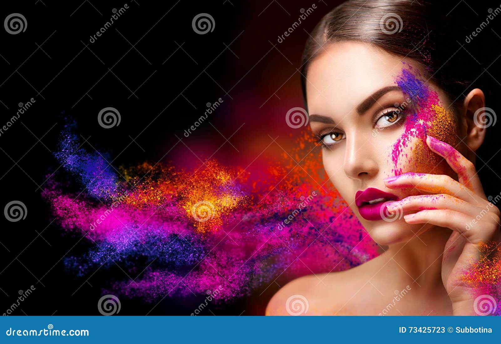 Woman with Bright Color Makeup Stock Image - Image of blue, bright ...