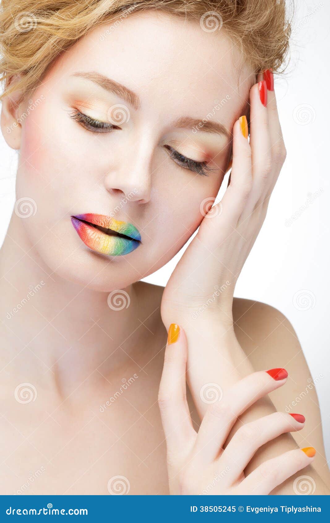 Woman with bright makeup stock image. Image of eyelashes - 38505245