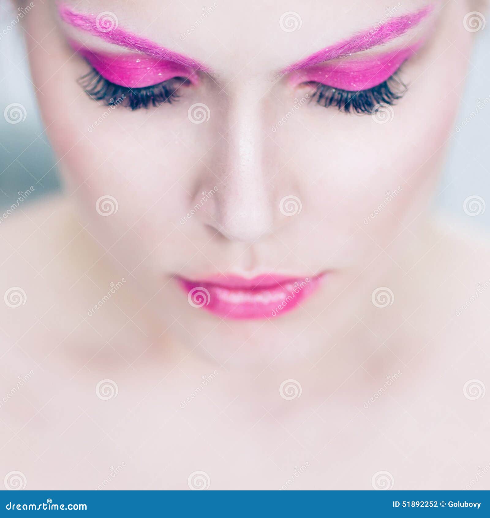 The Woman with a Bright Pink Make-up. Stock Photo - Image of cute ...