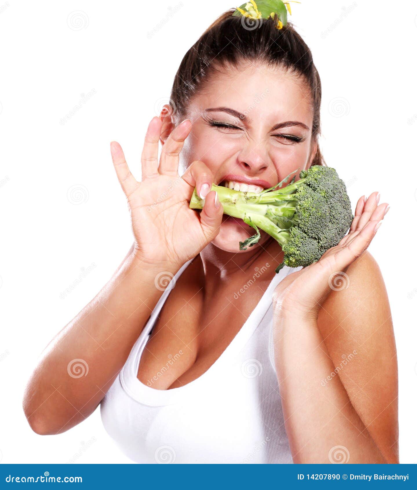 Woman and broccoli stock photo. Image of vegetable, cute - 14207890