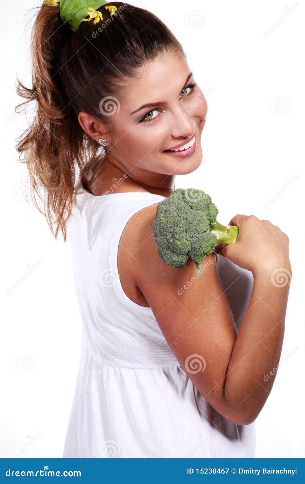 Woman and broccoli stock image. Image of food, nature - 15230467