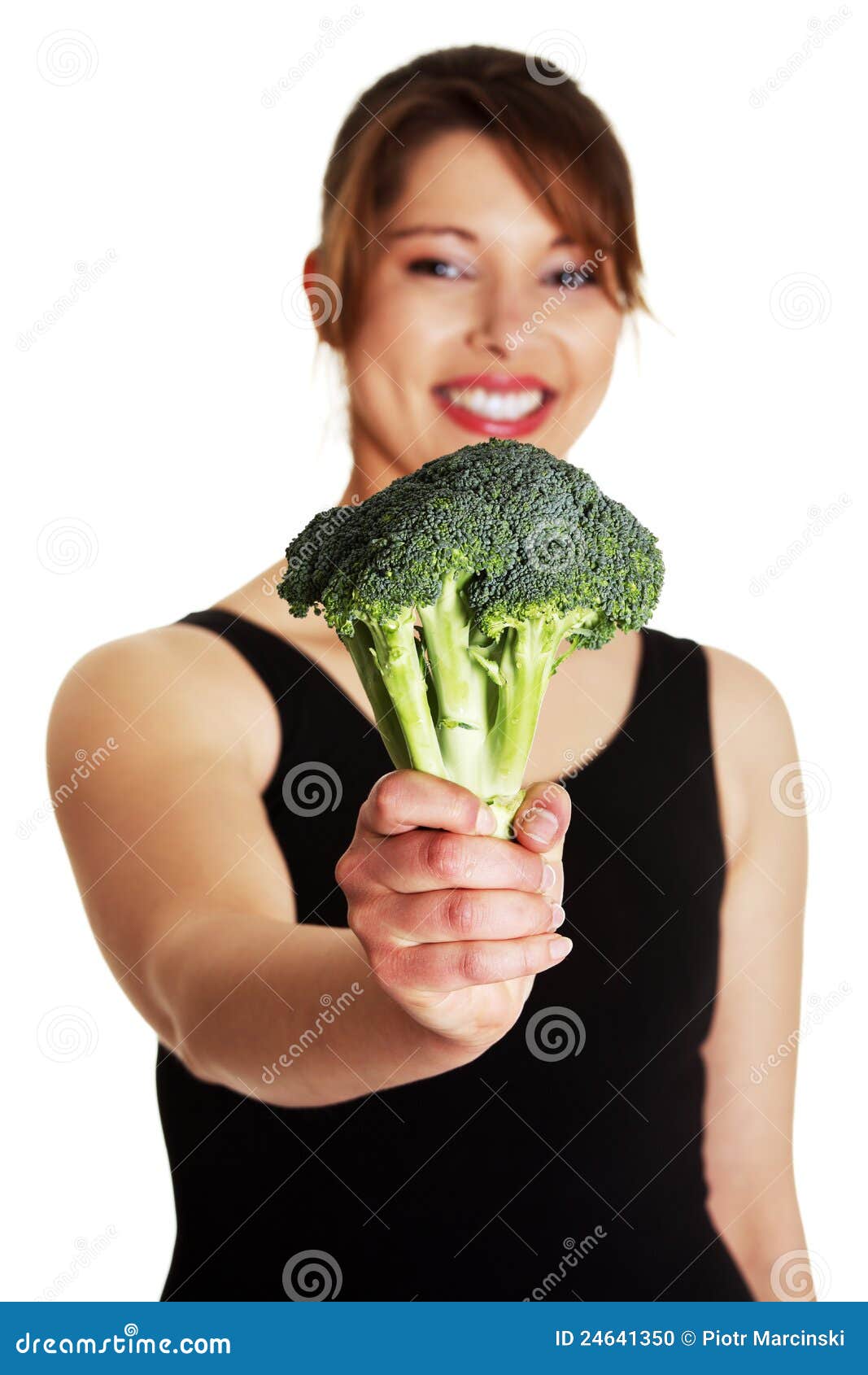 Woman with broccoli stock photo. Image of nice, hold - 24641350