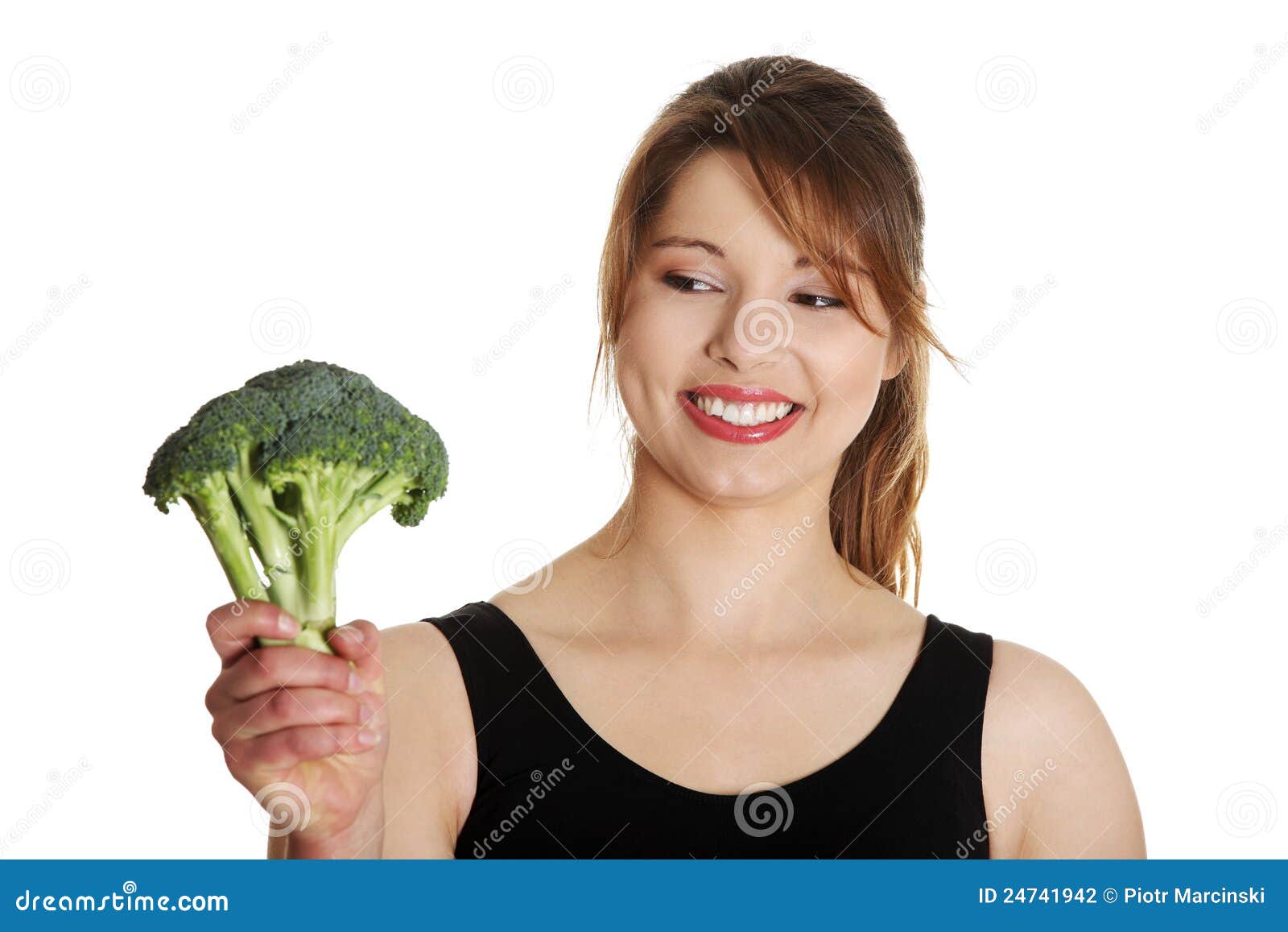 Woman with broccoli stock photo. Image of eating, natural - 24741942