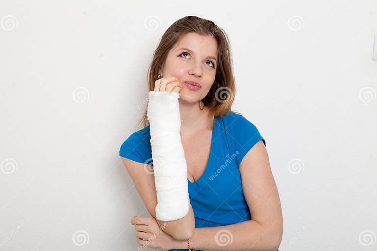 Woman with broken hand stock image. Image of huge, woman - 40722601