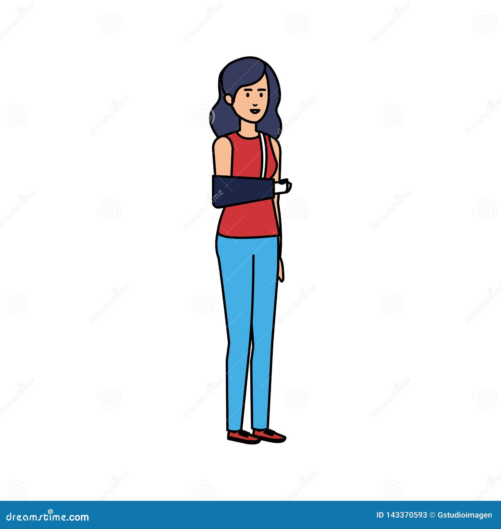 Woman with broken hand stock vector. Illustration of orthopedics ...