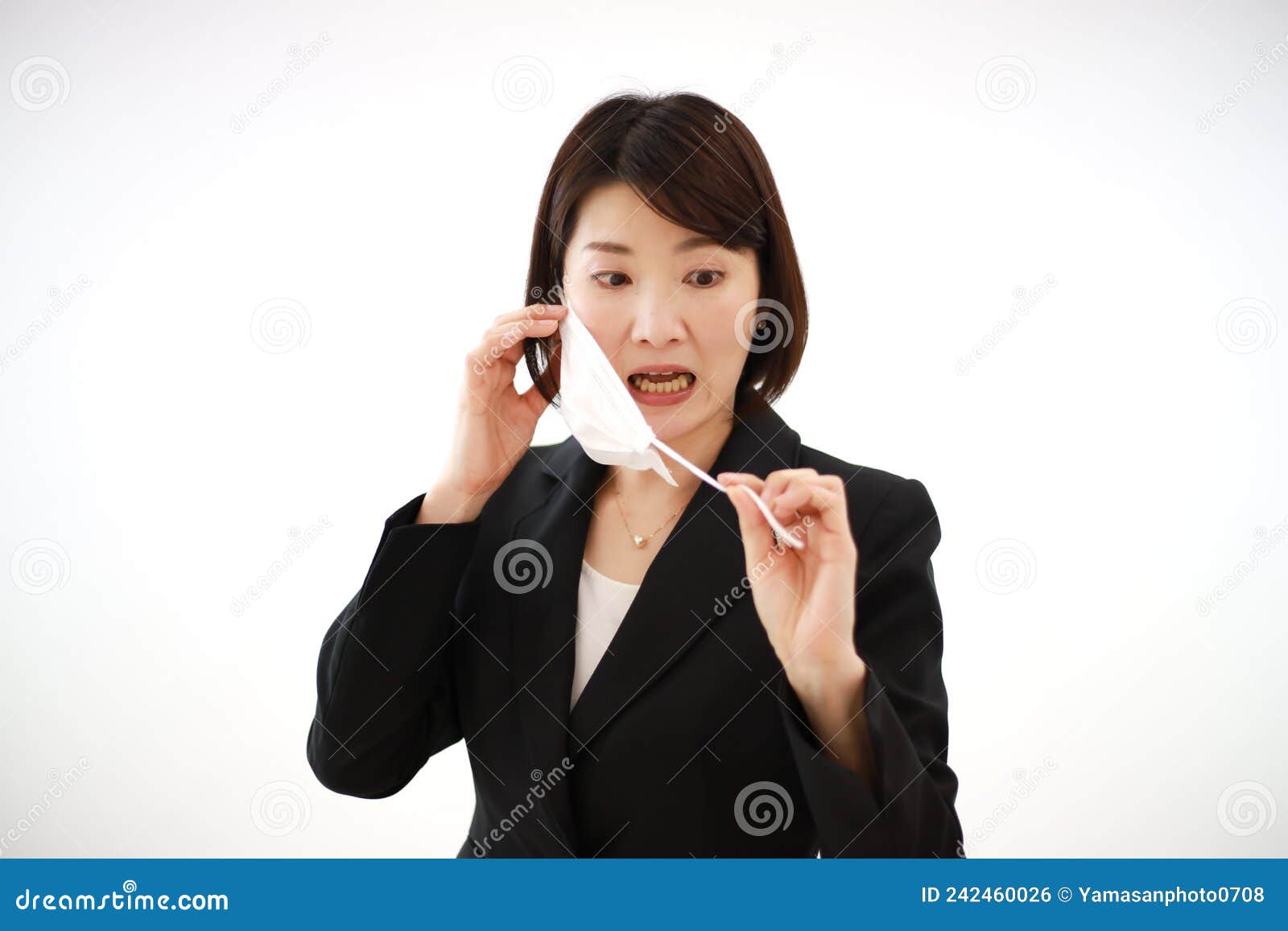 Woman with a broken mask stock photo. Image of adults - 242460026