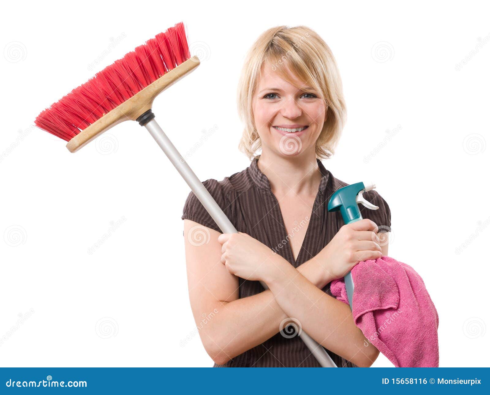 Woman with broom stock photo. Image of cleaner, maintenance - 15658116