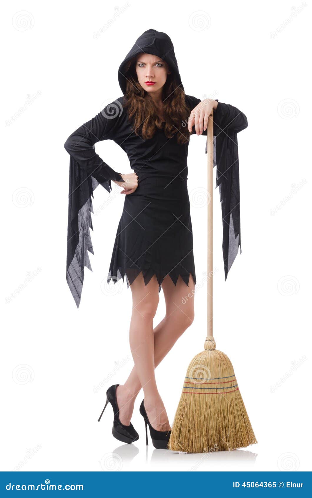 Woman with broom stock image. Image of fear, fairy, hair - 45064365