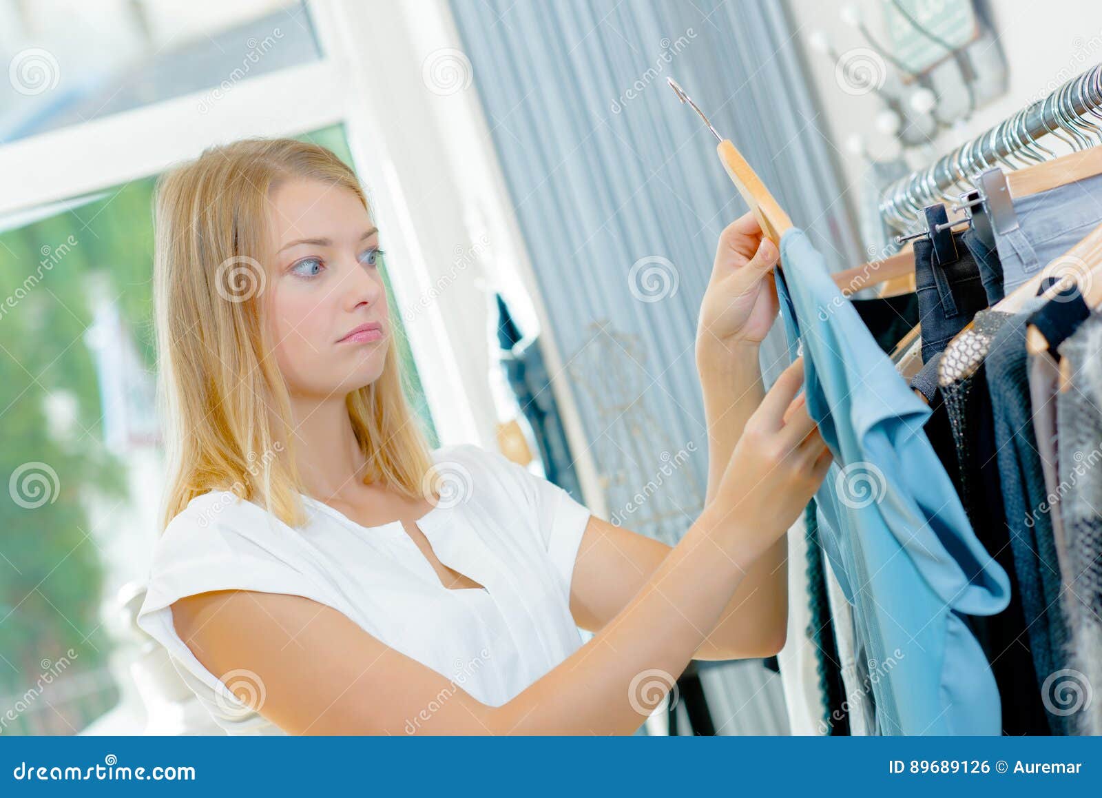 Woman Browsing Clothes Aisle Stock Photo - Image of gift, lifestyles ...