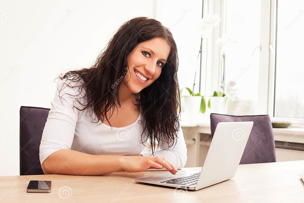 Woman Browsing the Internet Stock Photo - Image of laptop, leisure ...