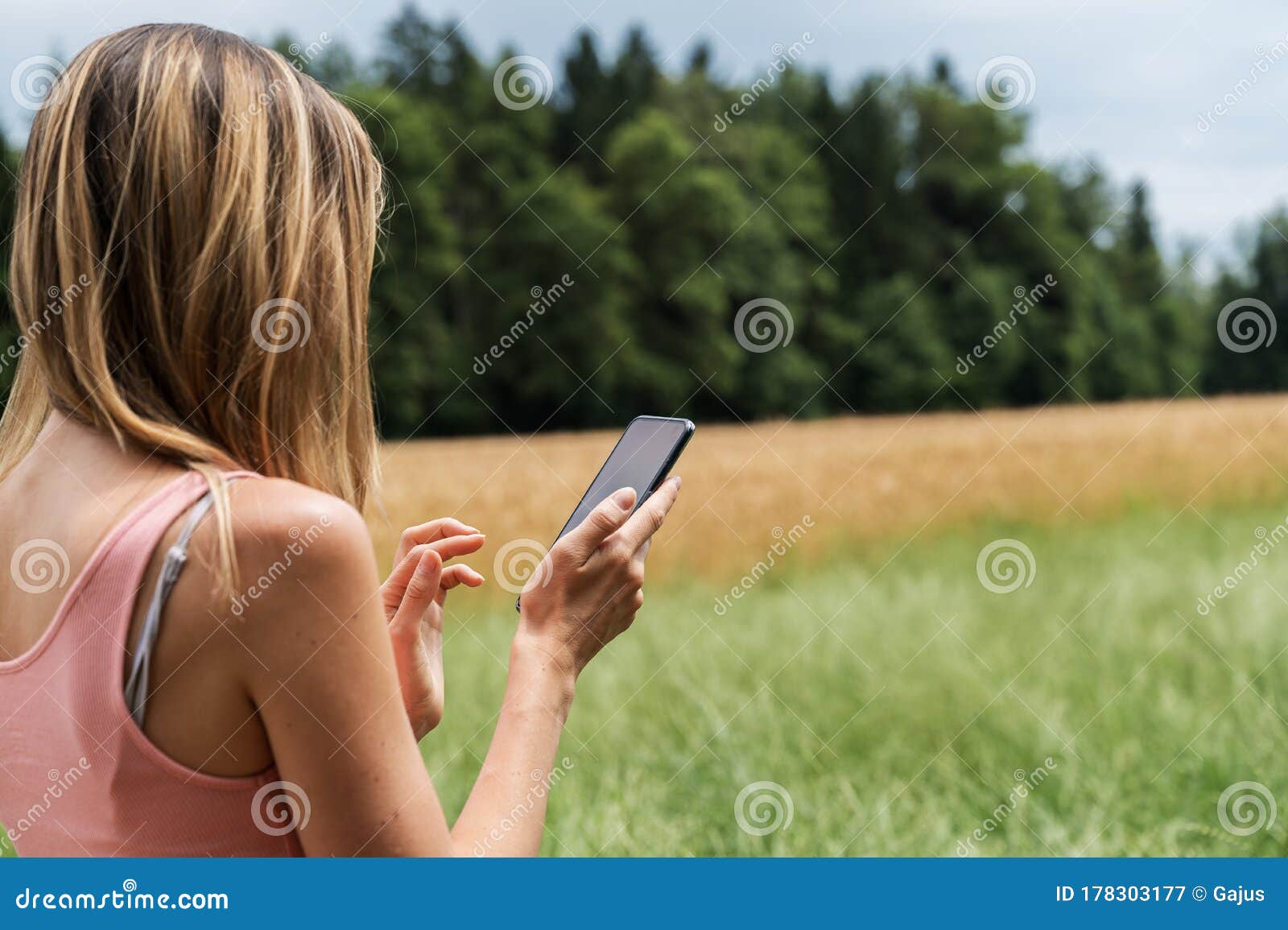 Woman Browsing Mobile Phone Stock Image - Image of outside, social ... Woman Browsing Mobile Phone Stock Image - Image of outside, social ...