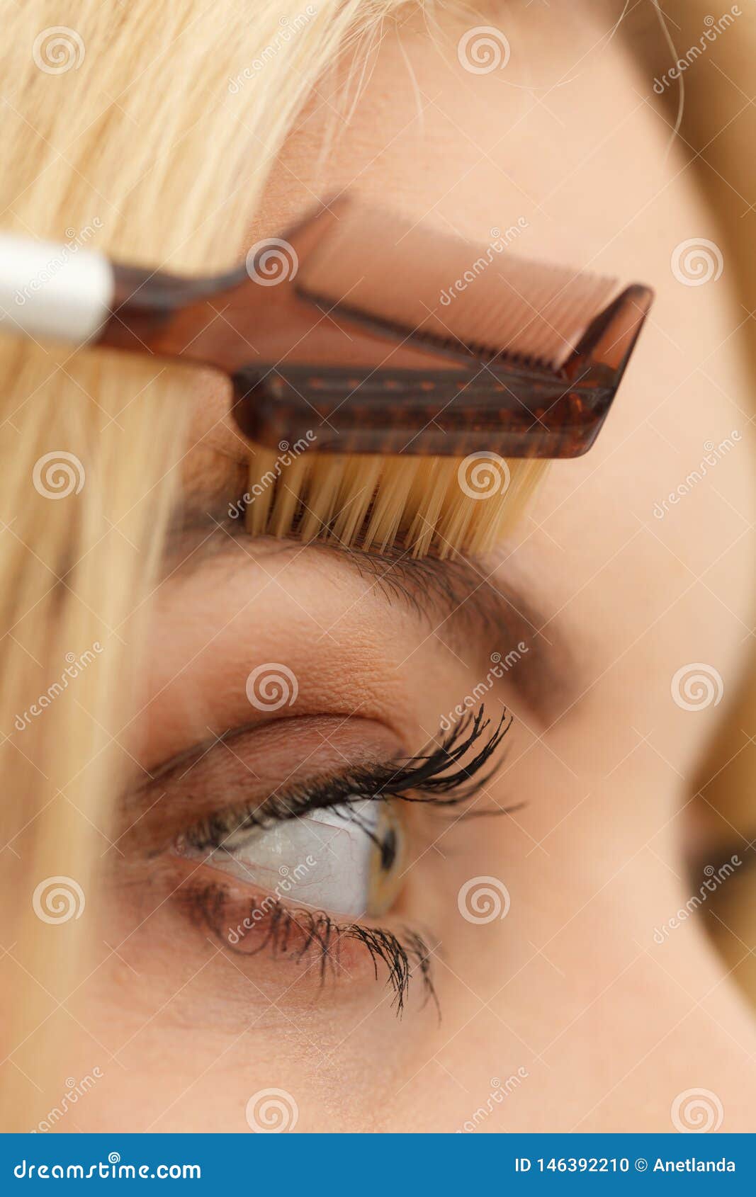 Woman Brushing Her Eyebrows Stock Photo - Image of beautiful, female ...