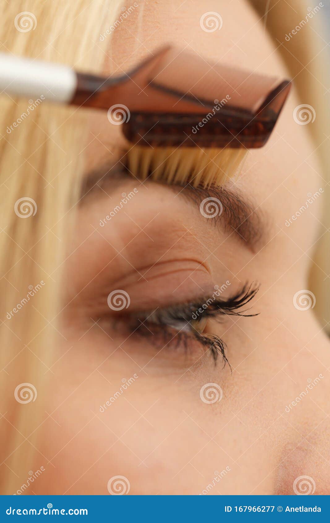 Woman Brushing Her Eyebrows Stock Image - Image of makeup, brows: 167966277