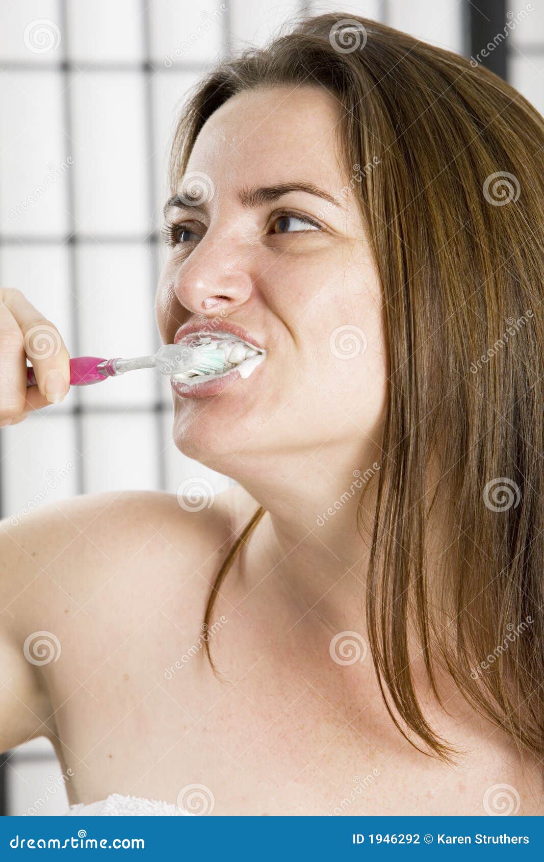 Woman brushing her teeth stock photo. Image of gums, caucasian - 1946292