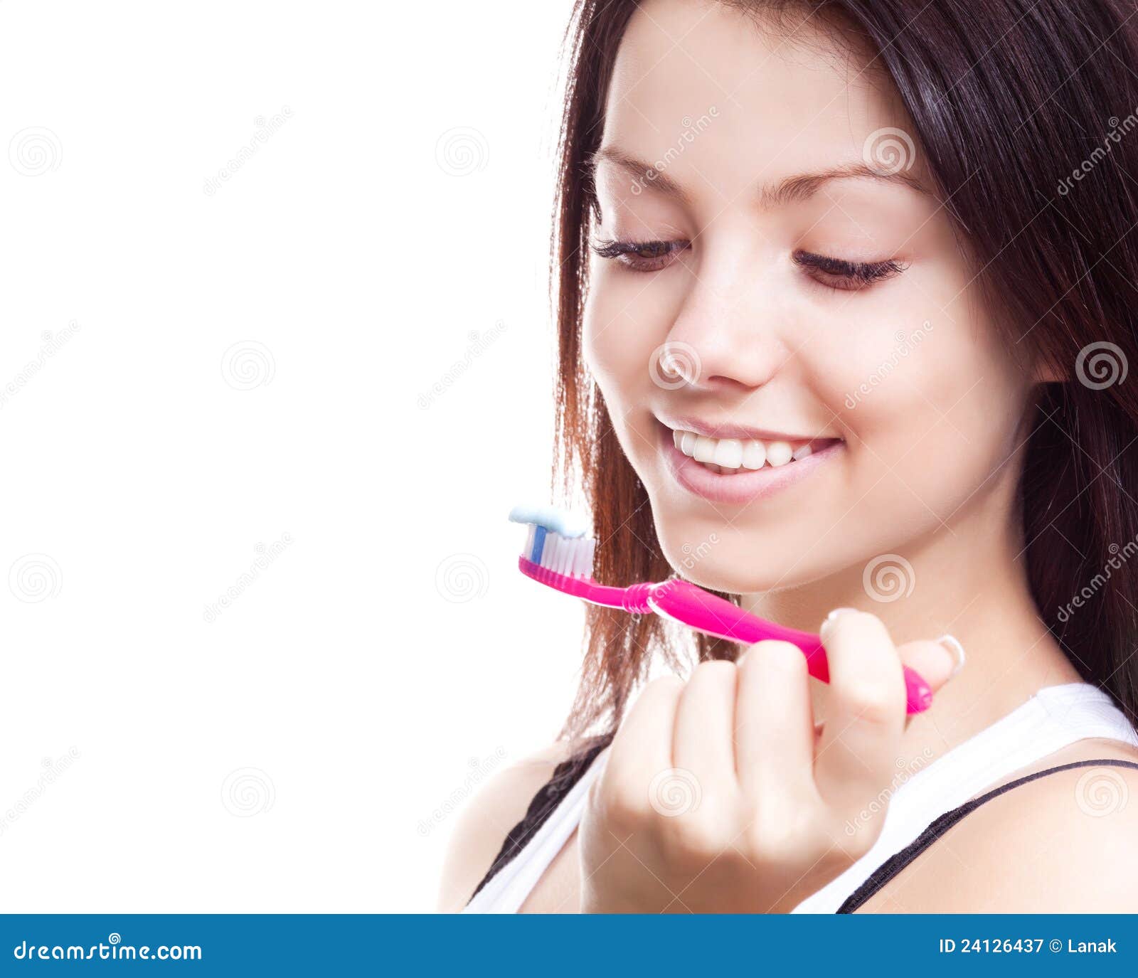 Woman brushing teeth stock image. Image of smile, clean - 24126437
