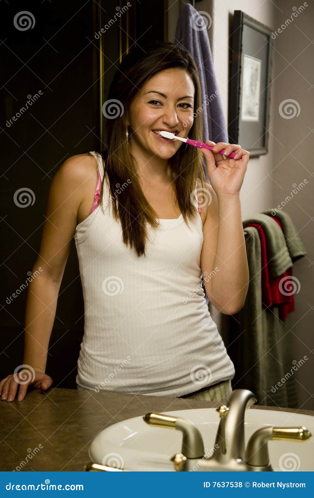 Woman brushing teeth stock photo. Image of cleaning, person - 7637538