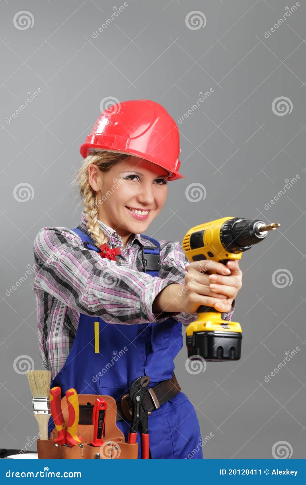 Woman builder stock image. Image of young, overalls, girl - 20120411
