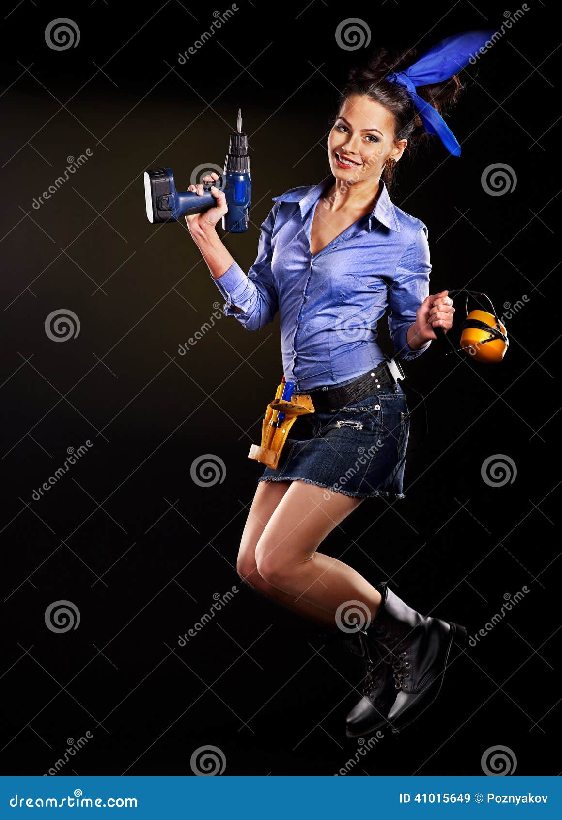 Woman Builder with Construction Tools. Stock Image - Image of ...