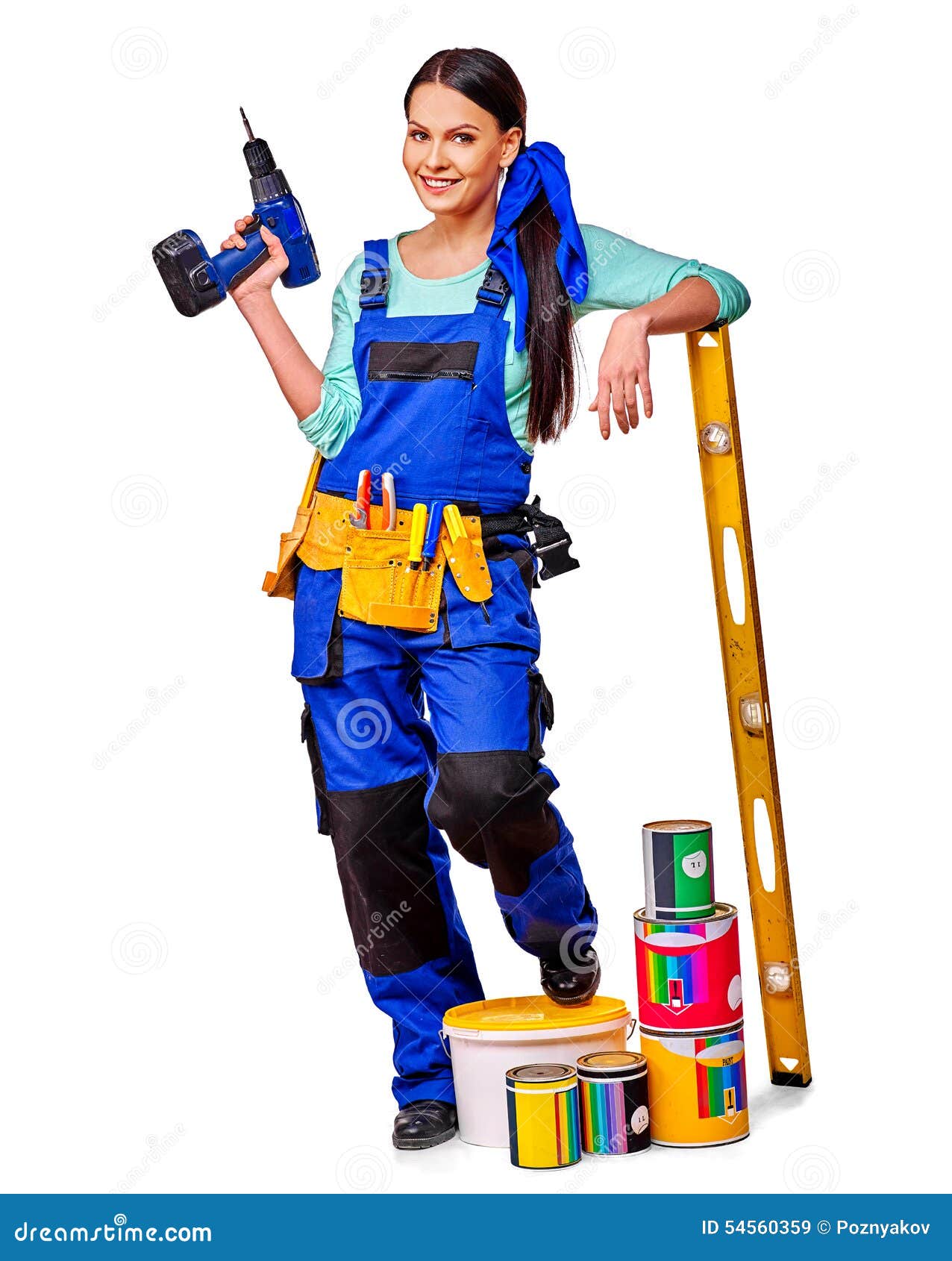 Woman Builder with Construction Tools Stock Image - Image of builder ...