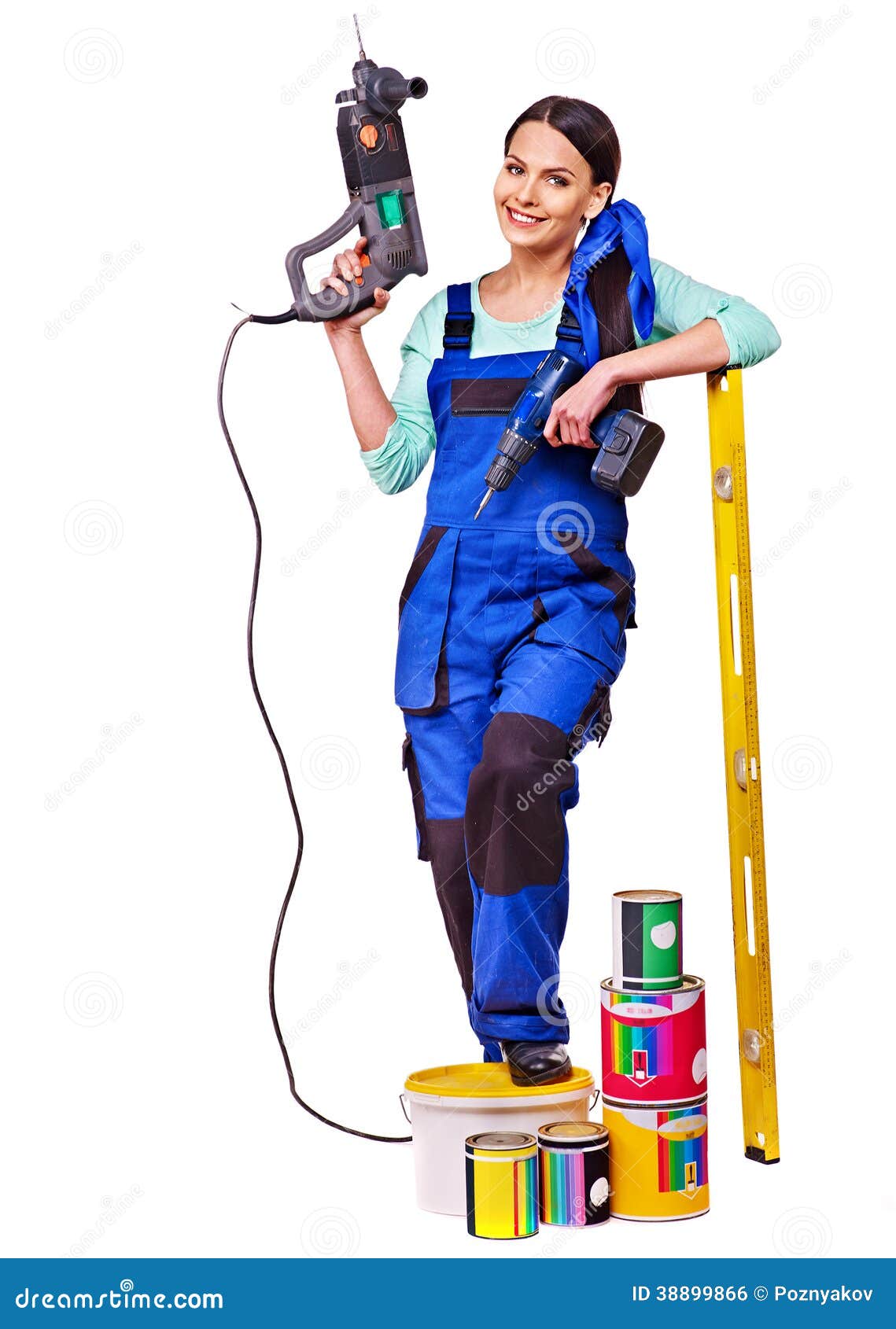 Woman Builder with Construction Tools. Stock Photo - Image of girl ...