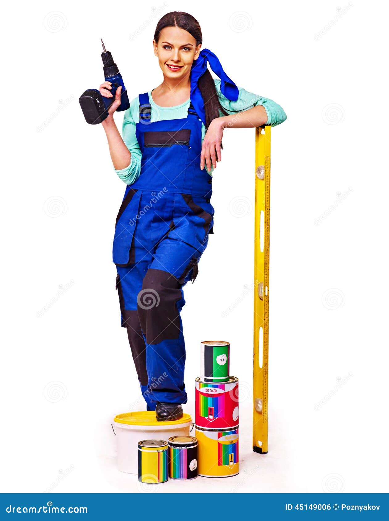 Woman Builder with Construction Tools. Stock Photo - Image of happy ...