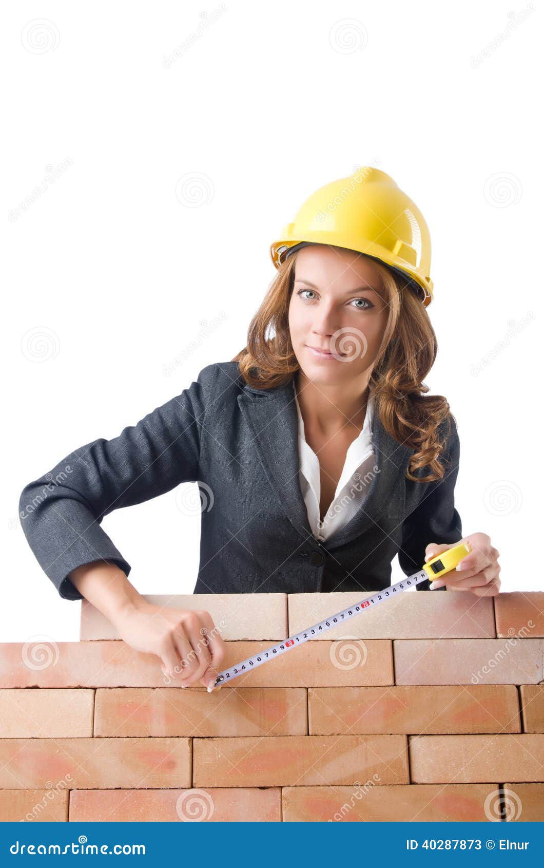 Woman builder measuring stock image. Image of corporate - 40287873