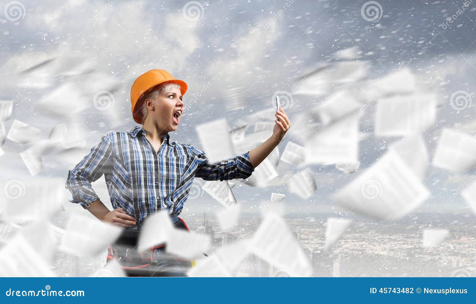 Woman builder stock photo. Image of peperwork, frustrated - 45743482