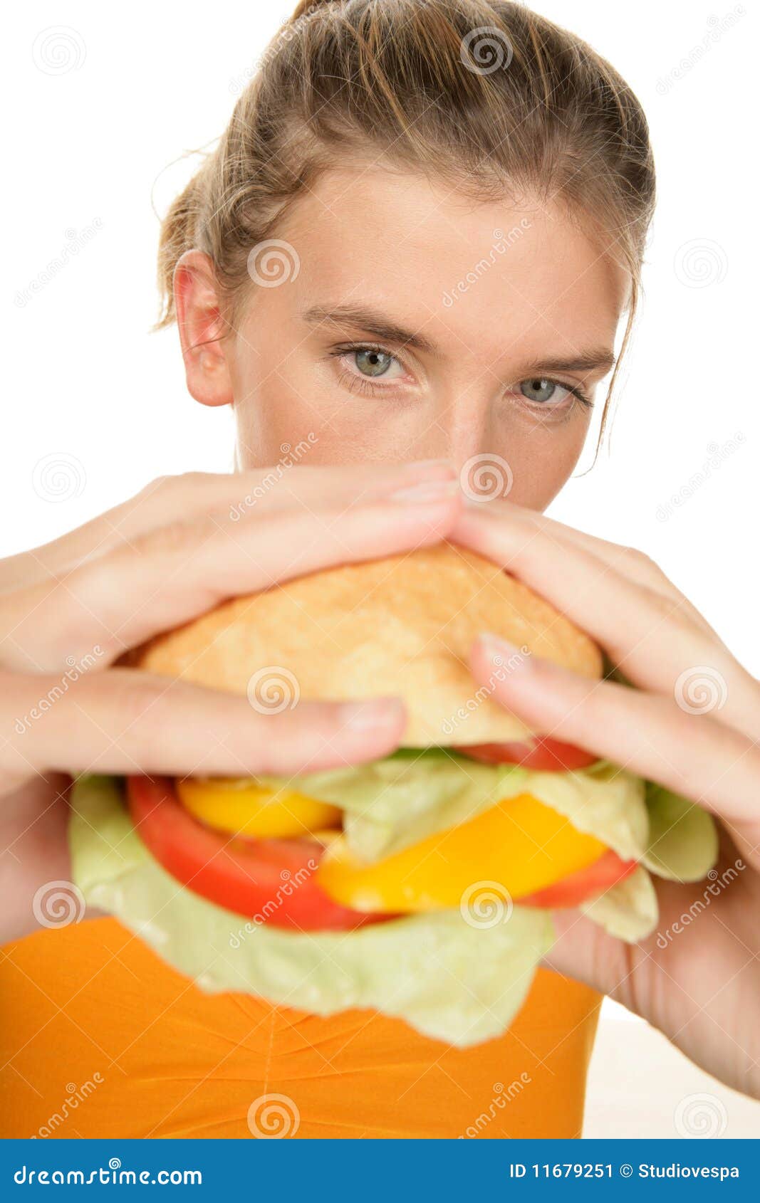 Woman with burger stock image. Image of handing, girls - 11679251