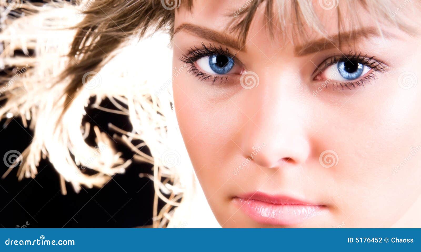 Woman with Burning Hair Portrait Stock Photo - Image of light, closeup ...