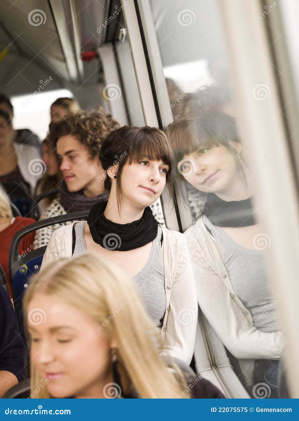 Woman on the bus stock image. Image of seats, mode, inside - 22075575