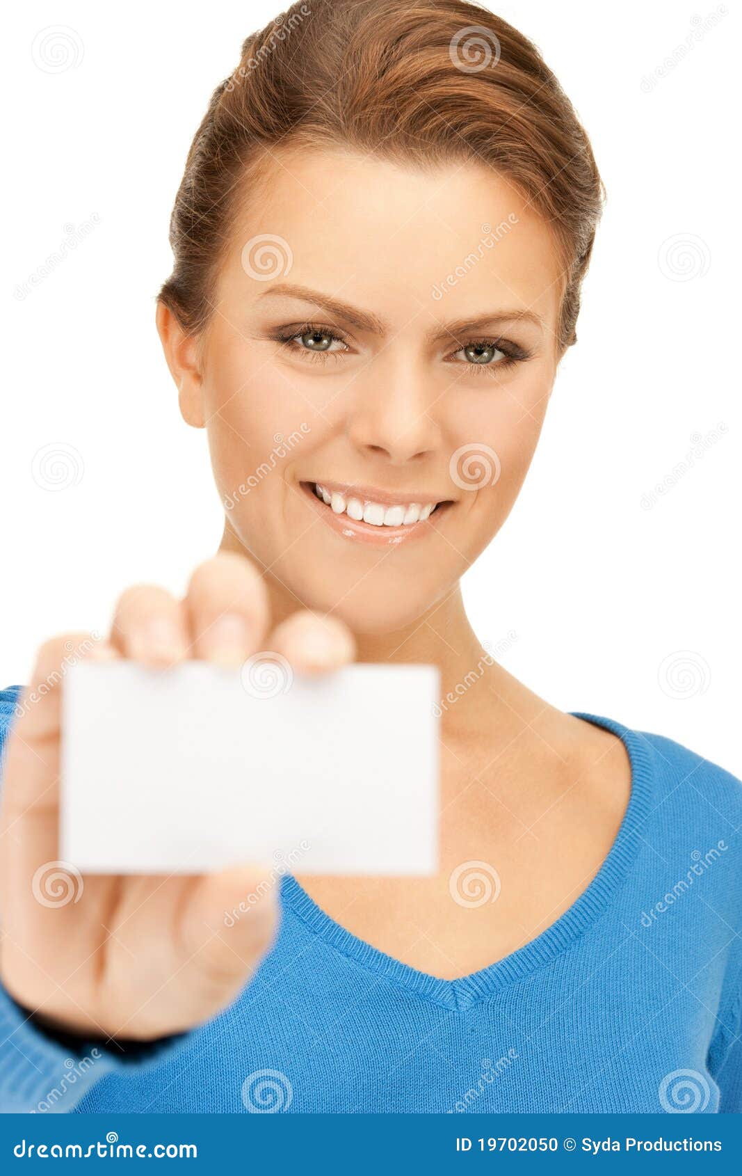 Woman with business card stock photo. Image of businesswoman - 19702050