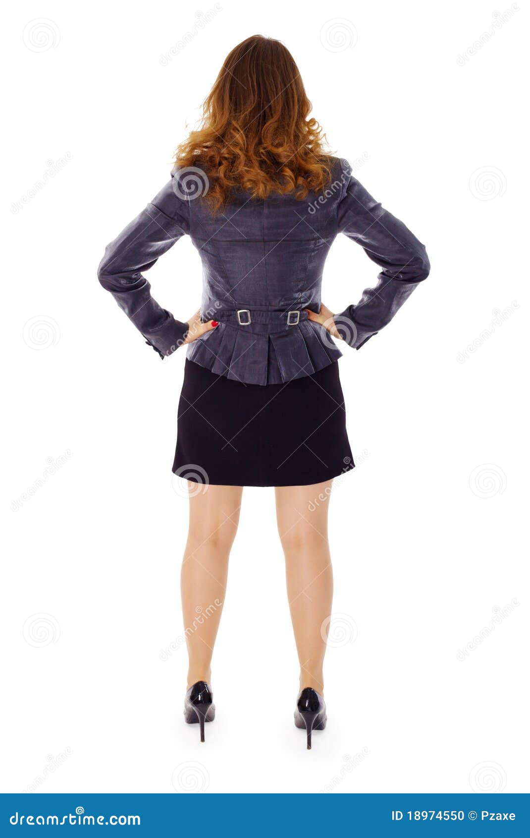 Woman in Business Suit - Rear View Stock Photo - Image of adult, gray ...