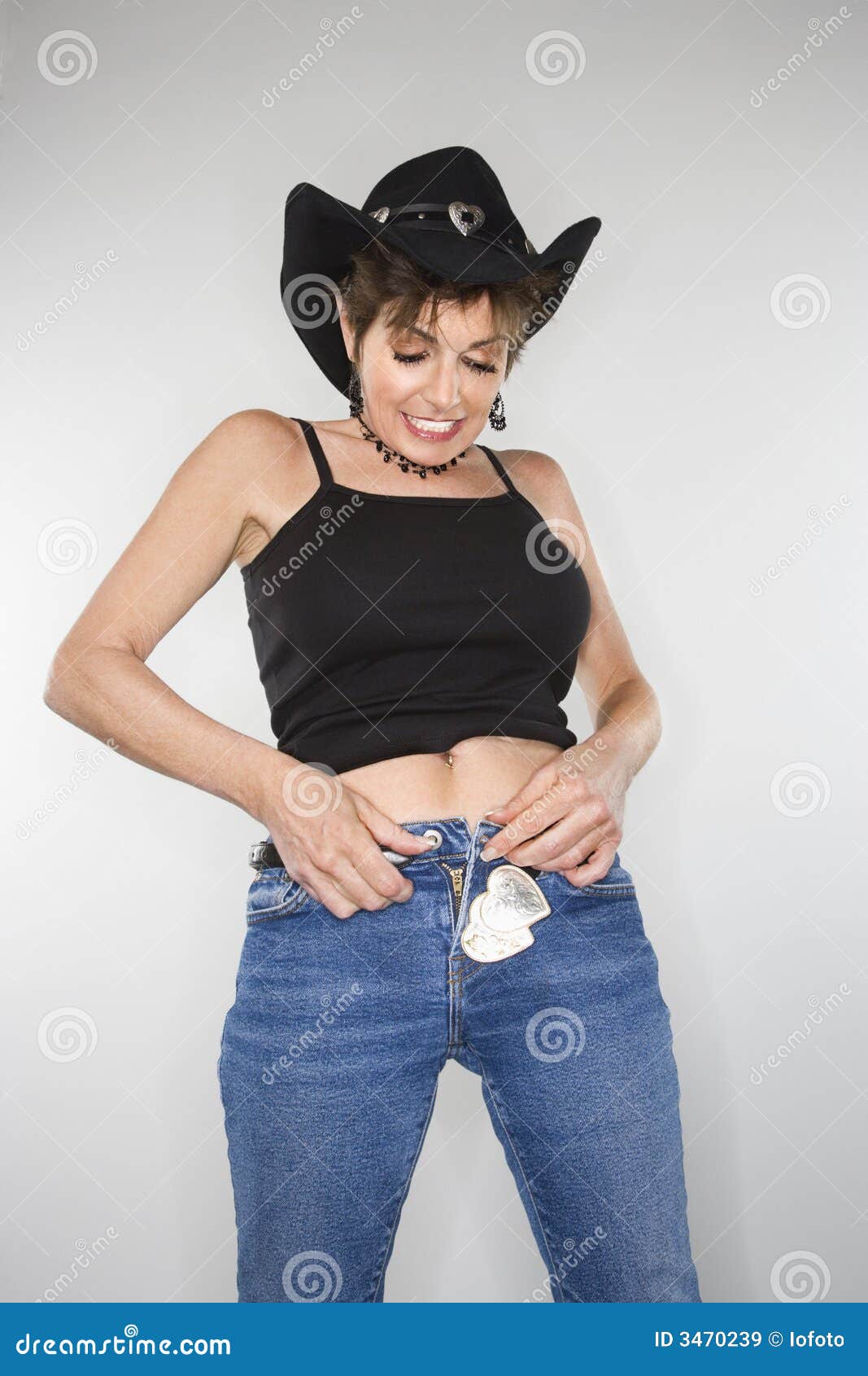 Woman buttoning jeans. stock image. Image of cowboy, pretty - 3470239